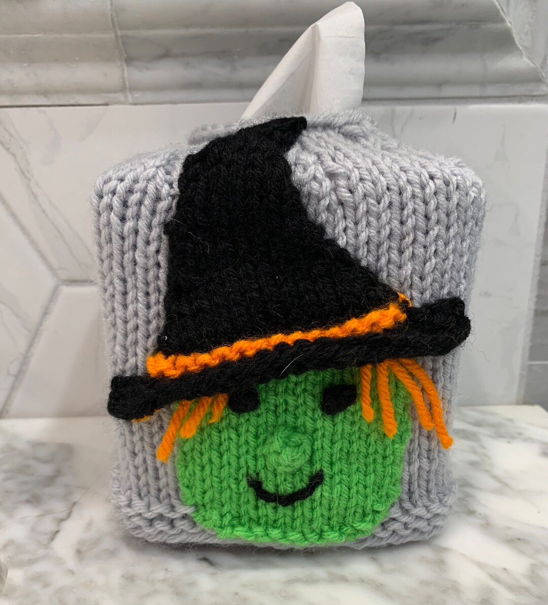 Knit Halloween Witch Tissue Box Cover Autumn - Etsy