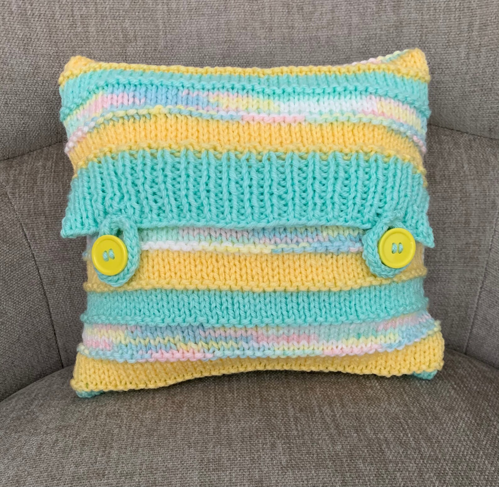 Knit 10 Square Pastel Pillow Nursery Gender Neutral - Etsy