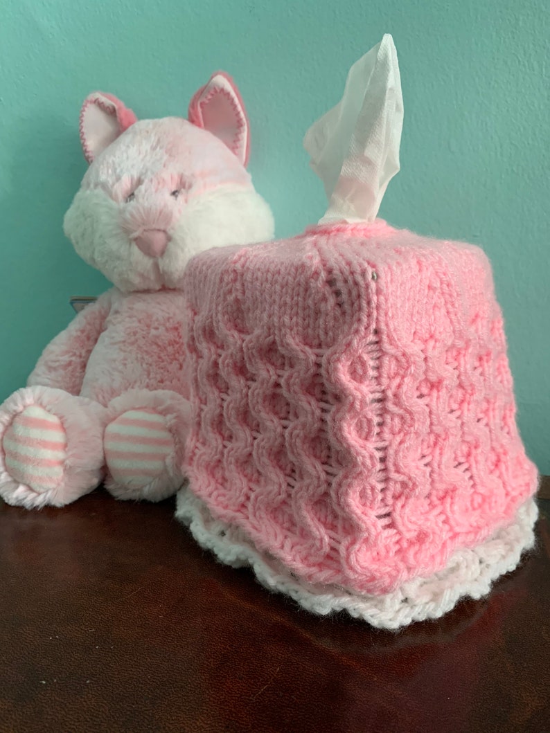 Knit Tissue Box Cover Pink Nursery Decoration Baby Girl Cover | Etsy