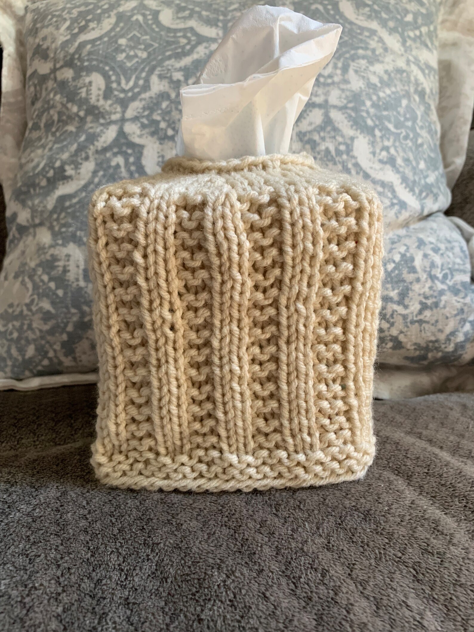 Knitting Instructions Tissue Box Cover Garter Rib Advanced Beginner ...
