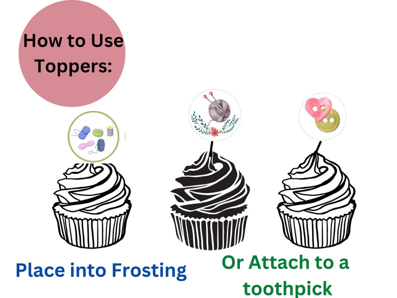 Printable Cupcake Toppers Knitting Crochet Sewing and Yarn Theme - Etsy
