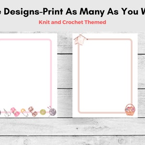 Printable Knitting and Crochet Stationery Note Paper Illustrated - Etsy