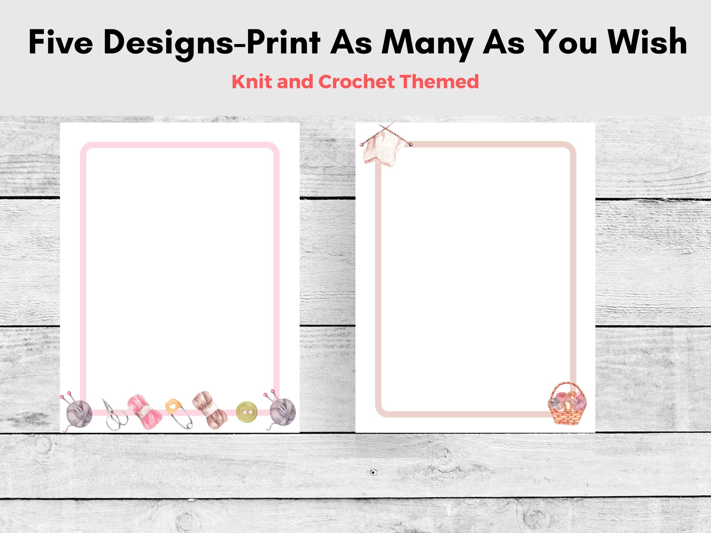 Printable Knitting and Crochet Stationery Note Paper Illustrated - Etsy