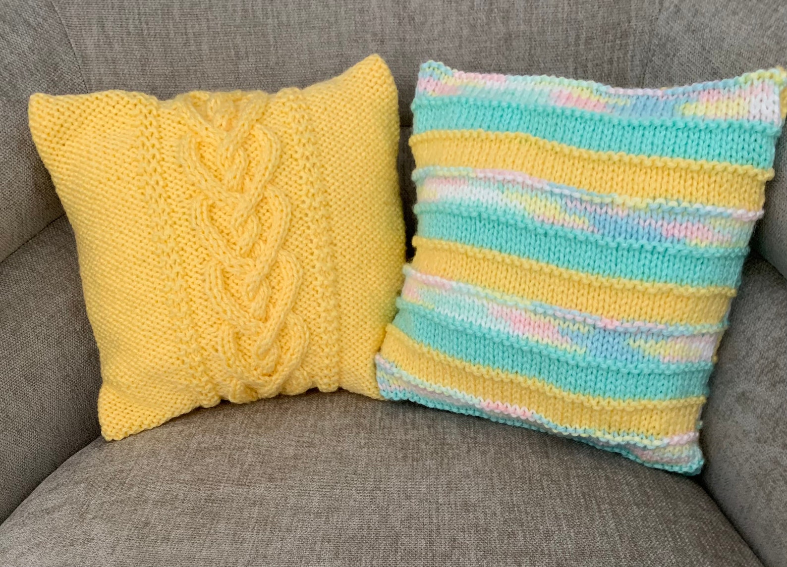Knit 10 Square Pastel Pillow Nursery Gender Neutral | Etsy