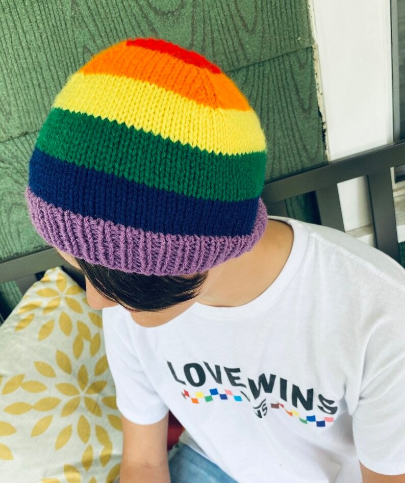 Rainbow Beanie Pride Hat Rainbow Knit Cap Pride Knit Cap Knit - Etsy
