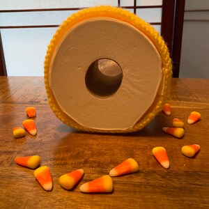 Knit Toilet Paper Roll Cover Candy Corn Halloween Decoration Yellow ...