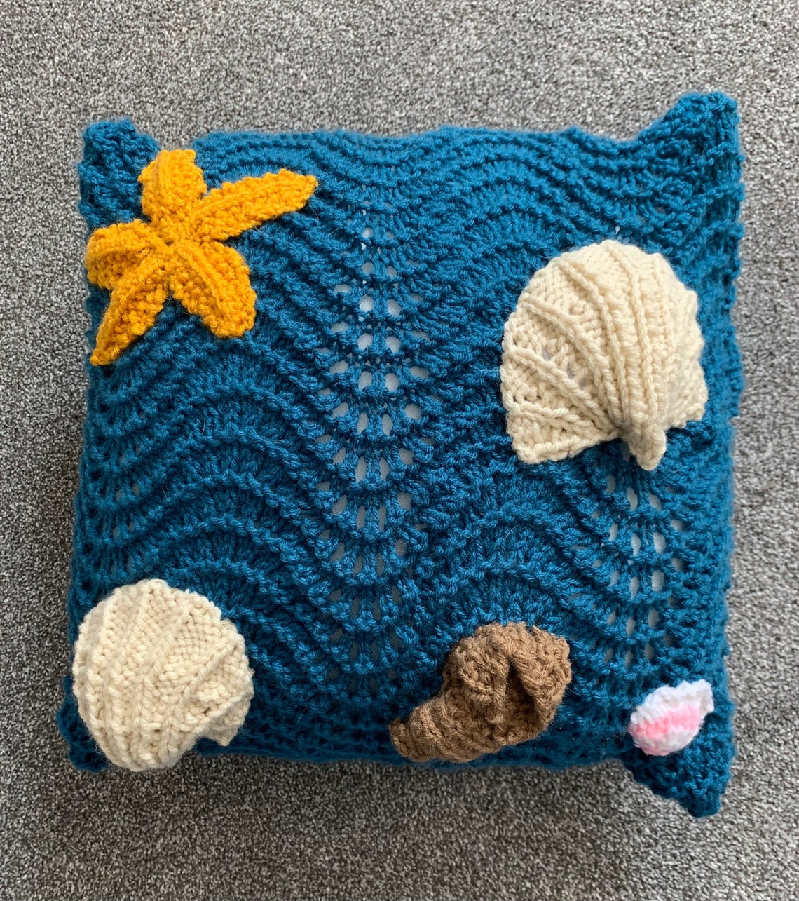 Knit Pillow Cover Beach Seashore Shells - Etsy