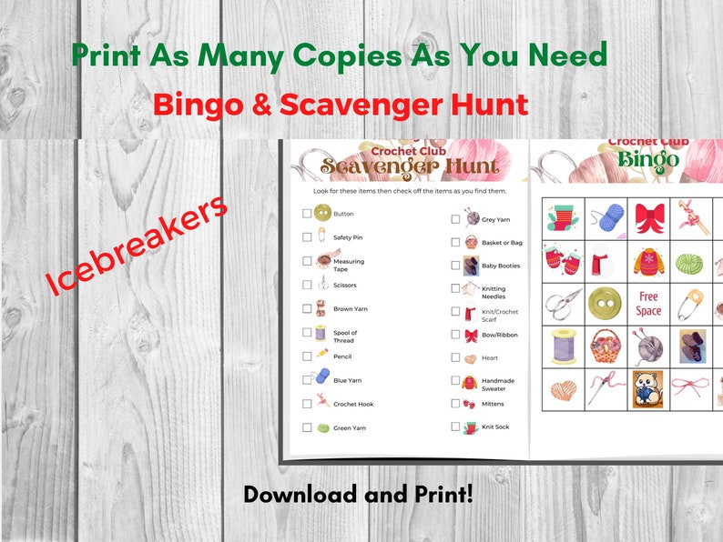 Printable Knitting and Crochet Club Games Activities for - Etsy