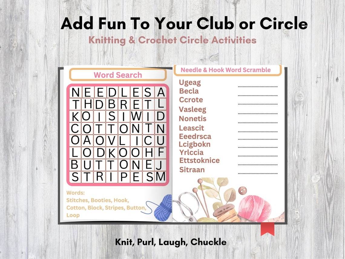 Printable Games for Lovers of Knitting and Crochet to Play - Etsy