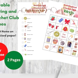 Printable Knitting and Crochet Club Games Activities for Knitting and ...