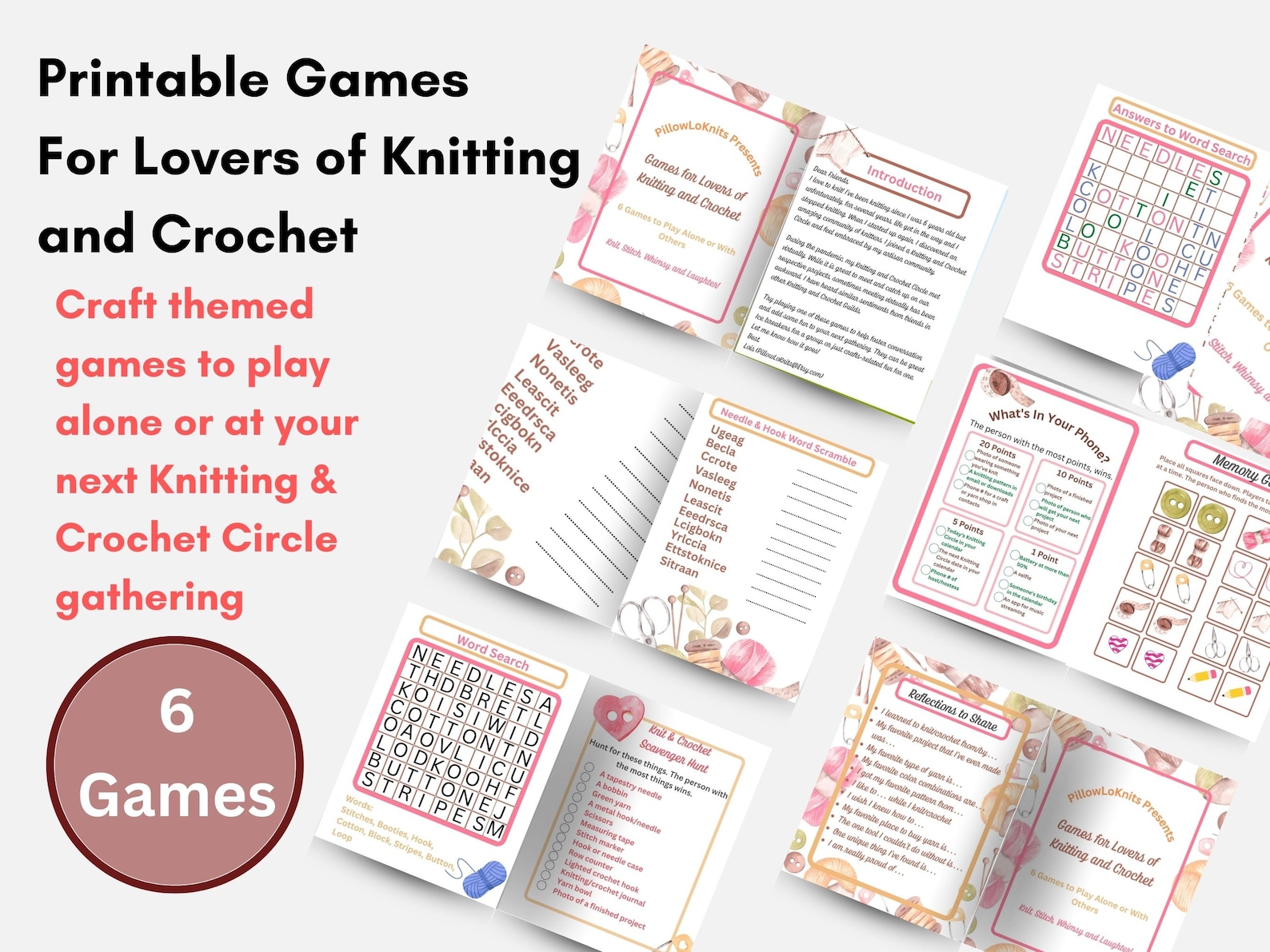 Printable Games for Lovers of Knitting and Crochet to Play - Etsy