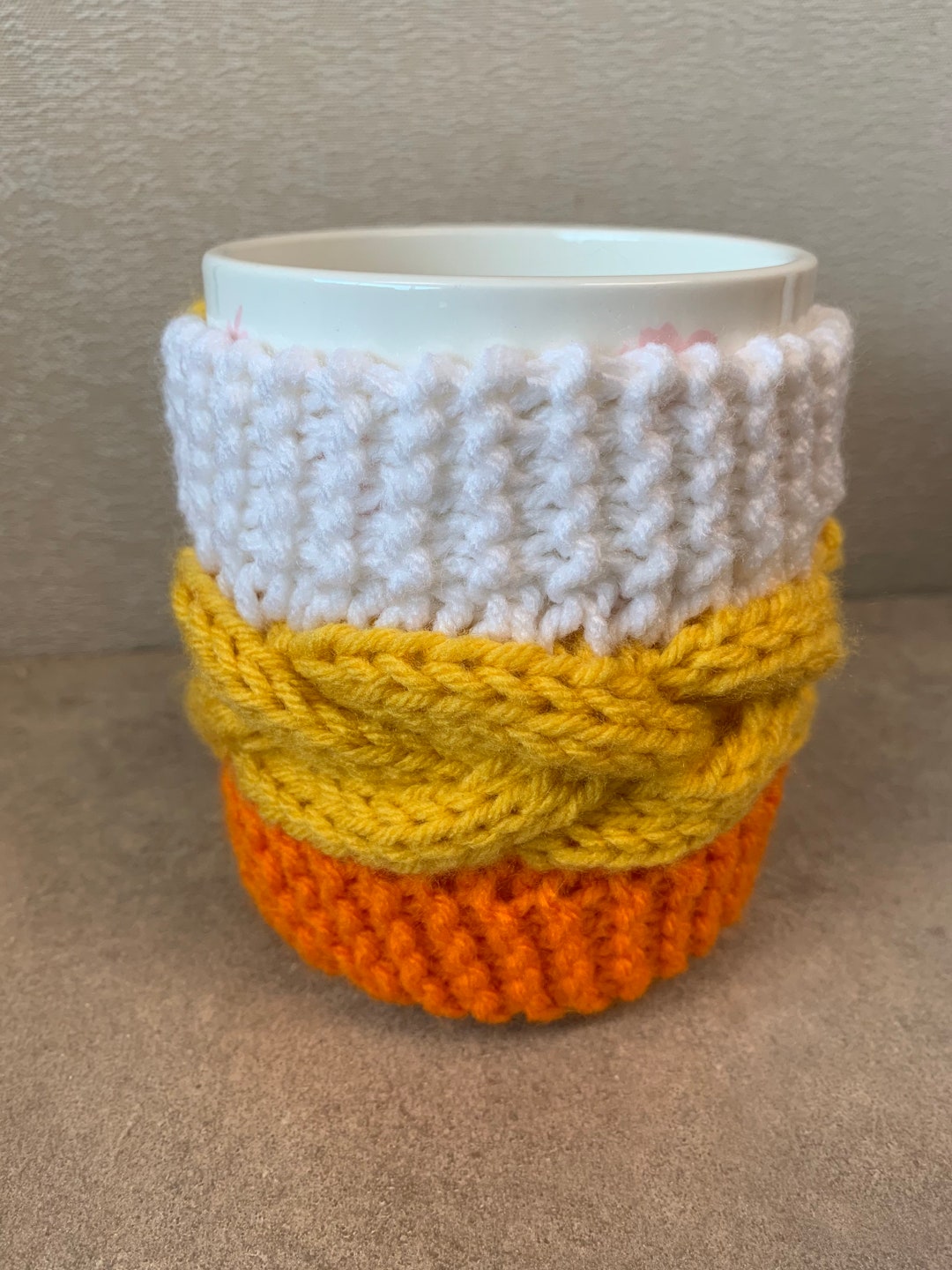 Knit Coffee Cup Mug Sweater Tea Cup Cozy Autumn Colors Candy Corn - Etsy