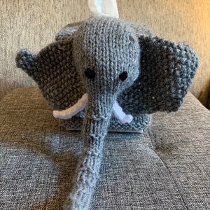 Knit Elephant Tissue Box Cover Boutique Black Gray - Etsy