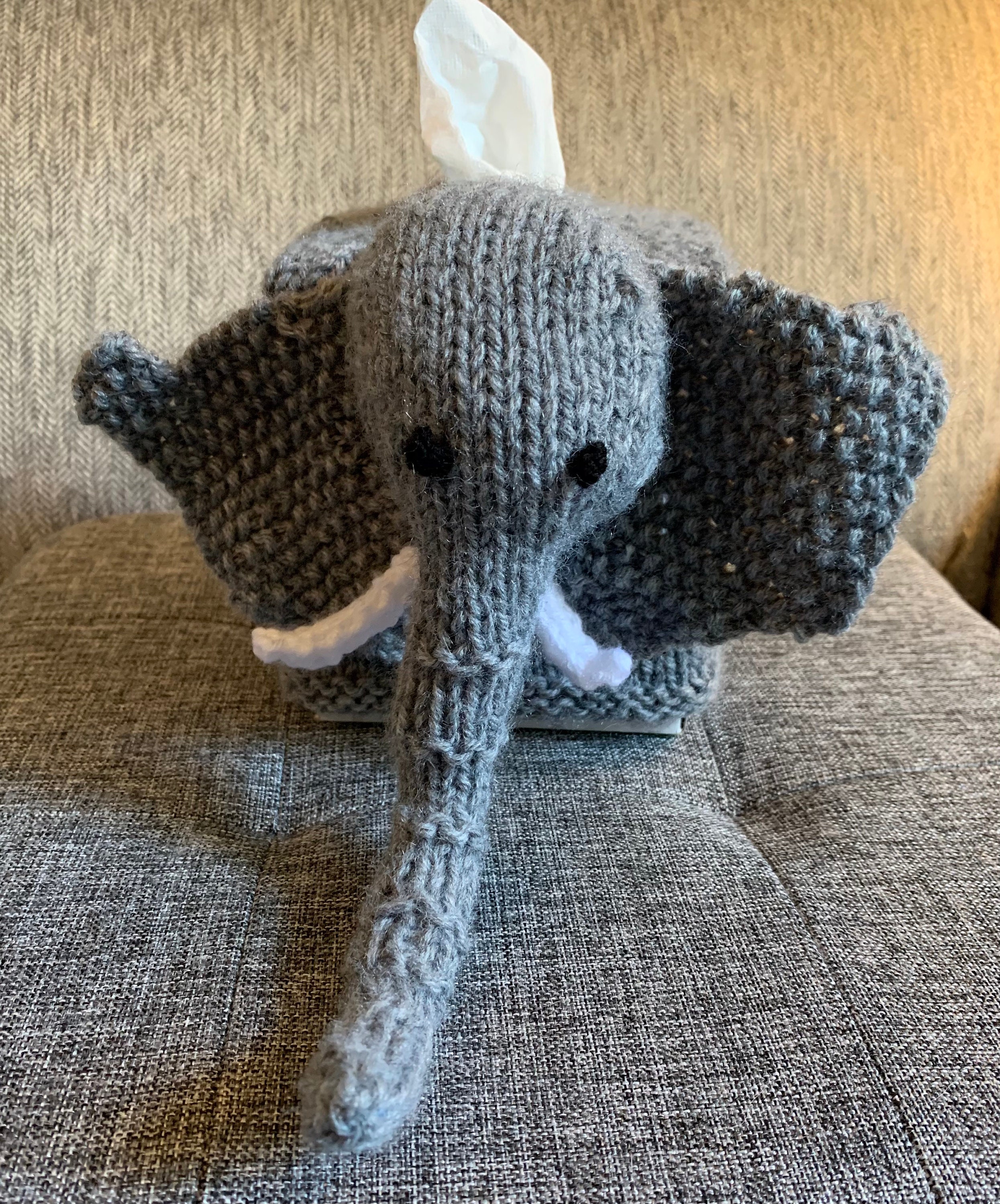 Knit Elephant Tissue Box Cover Boutique Black Gray - Etsy UK