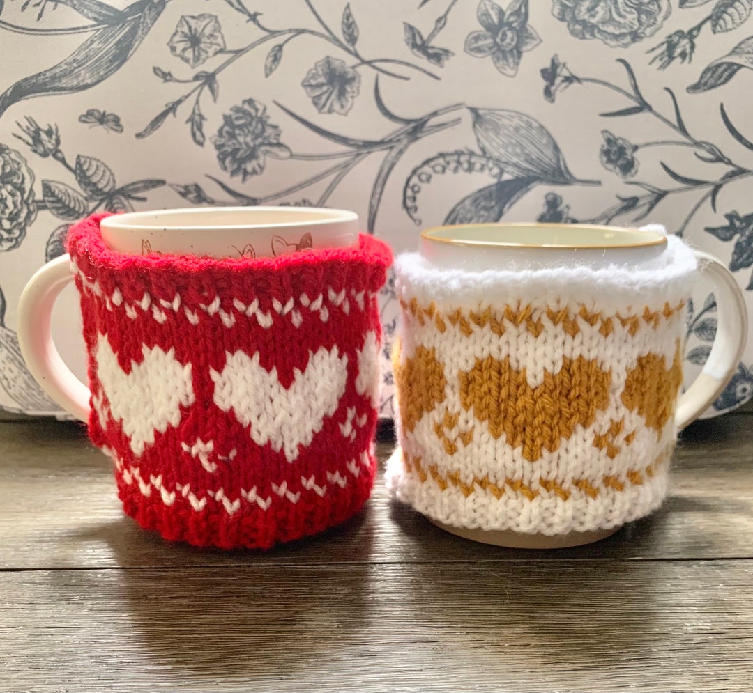 Knit Heart Coffee Cup Cozy: Valentines Mug Sweater - Etsy