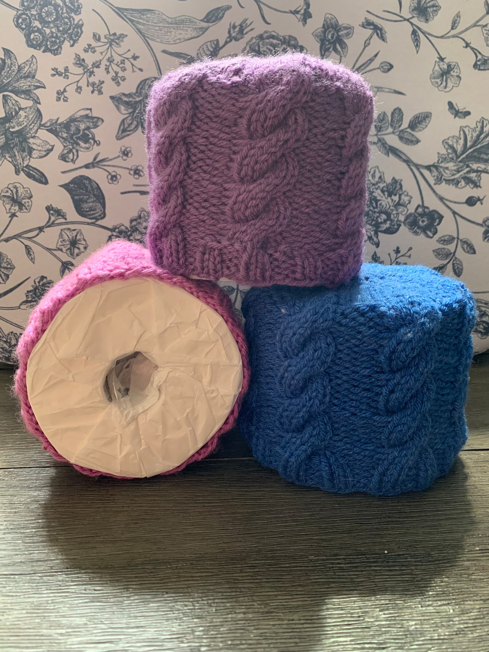 Toilet Paper Roll Cover With Cables Blue Pink Purple - Etsy UK