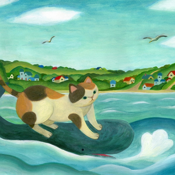 Cat Riding Whale - Etsy