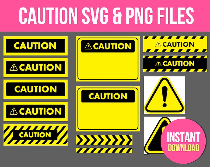 Caution SVG File, Caution DXF, Caution Png, Empty Caution Svg, Custom ...