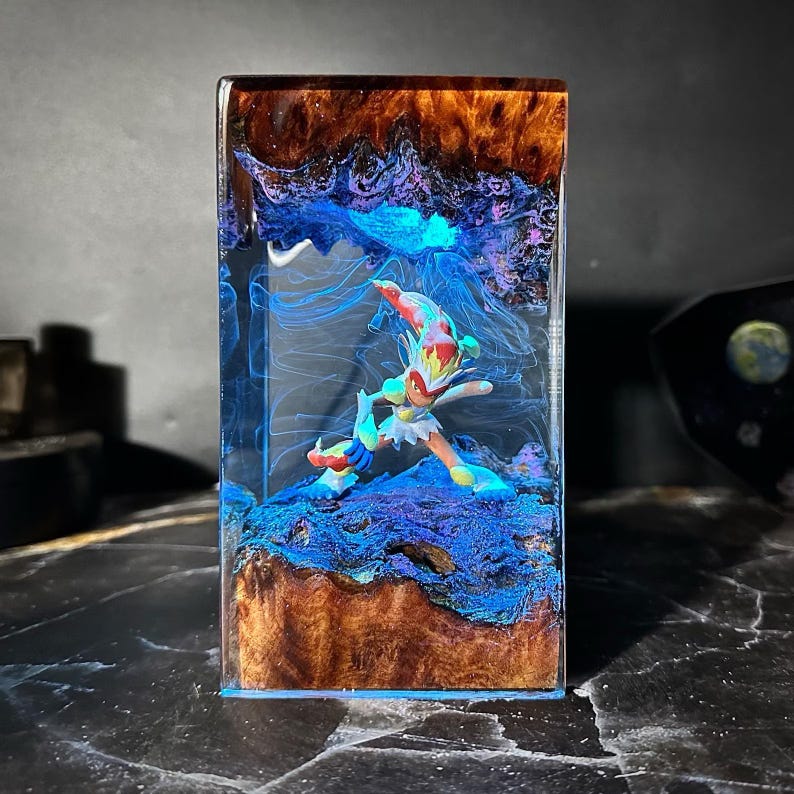 Infernape Resin Lamp: Fire-type Pokémon Light (handmade, USB) - Etsy UK