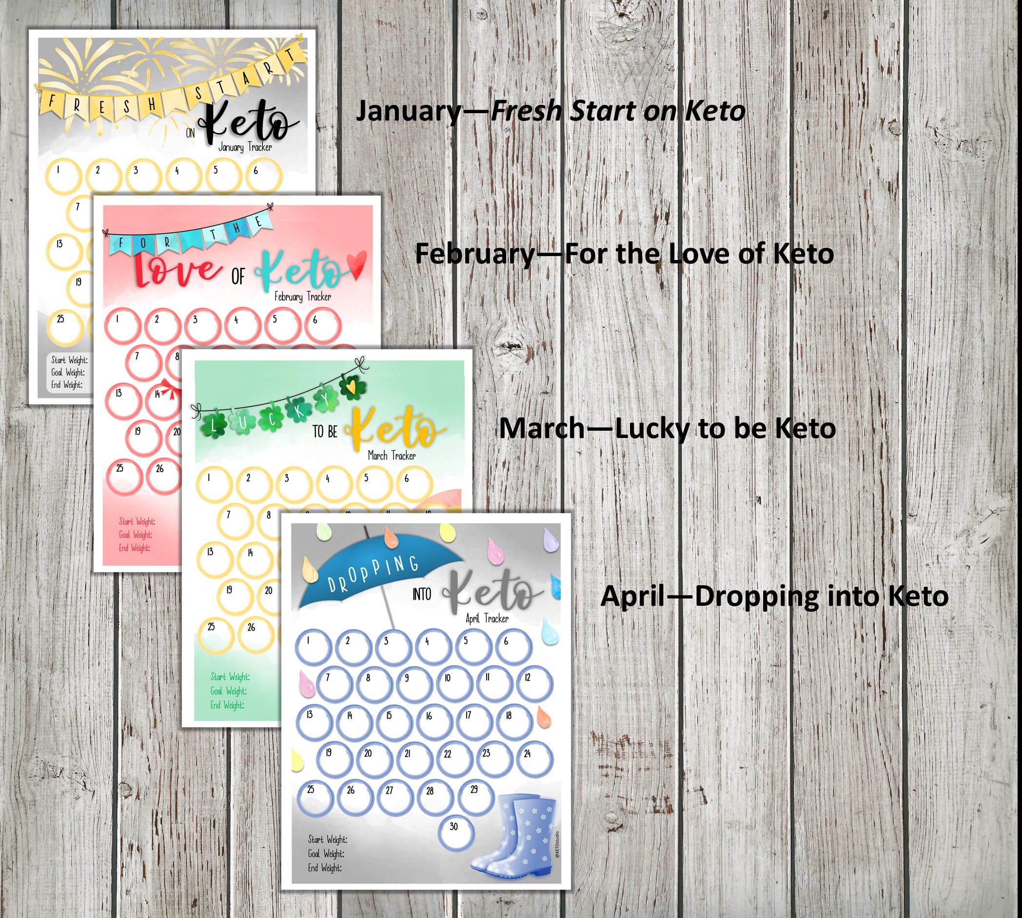 Monthly Keto Tracker BUNDLE 12 Months, Keto Planner, Keto Tracker, Keto ...