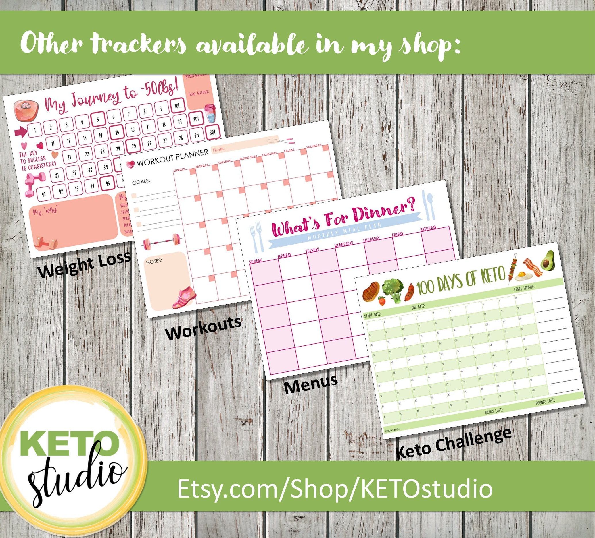 100 Days of Keto, New Year Tracker, Planner, Printable Calendar, Navy ...