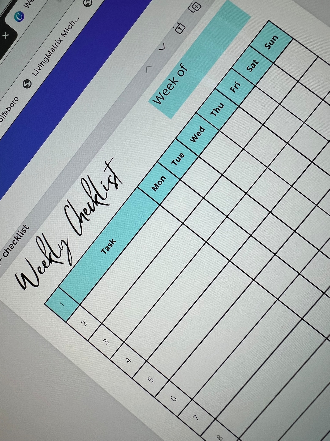 Weekly Task Checklist - Etsy