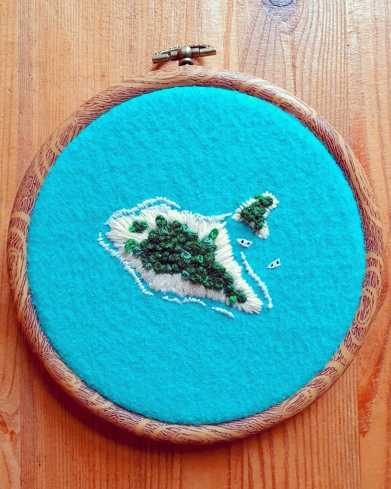 Custom Satellite View Embroidery - Map - Island - Great Lakes ...