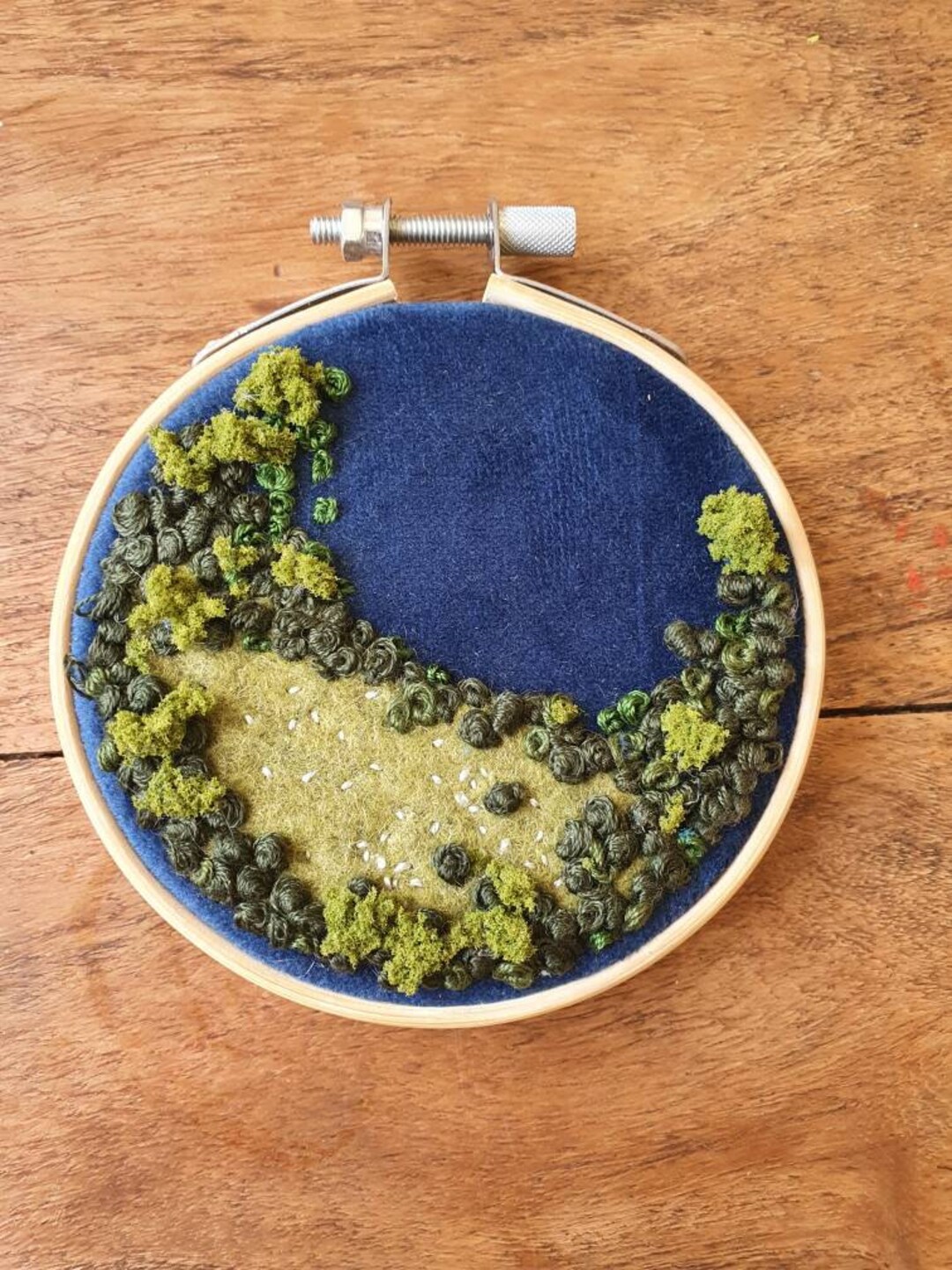 Sheep Field and Lake Embroidery - Nature Countryside England English ...