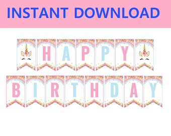 SALE Printable Digital Banner happy Birthday for Birthday Party Digital ...