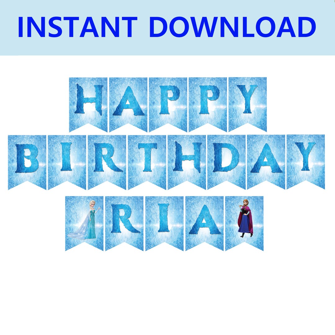 Frozen Theme Birthday Banner - Girls Birthday Banner - Princess Banner ...