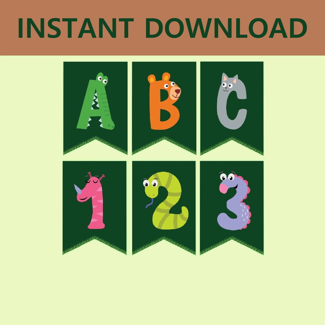 Birthday Banner Animal Birthday Banner Kids Birthday Party Banner ...