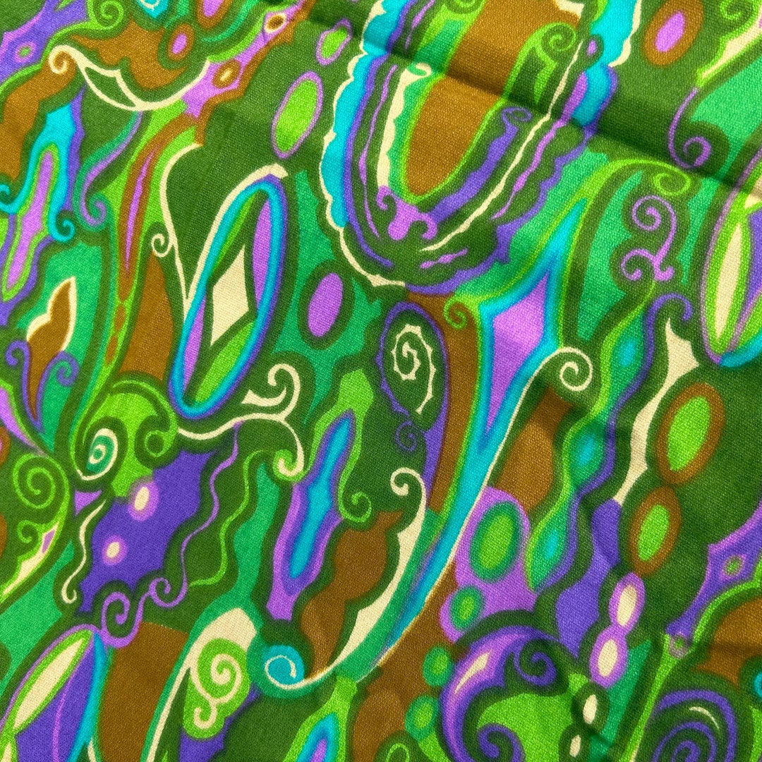Psychedelic Retro Fabric Bulk Run 2 Meters 60's 70's Mod MCM Groovy ...