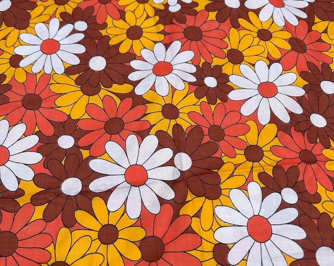 Vintage Retro Flower Power Graphic Print Fabric Run Bulk Run of 2.58 ...