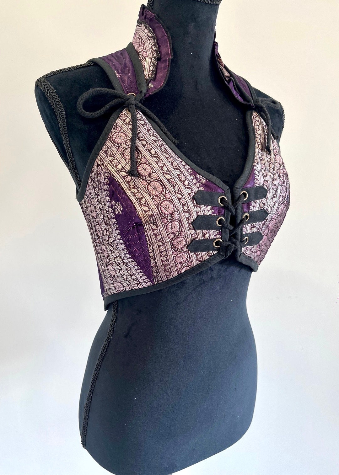 XENA Tribal Choli Deep Purple Overbust Vest Burning Man Costume Belly ...