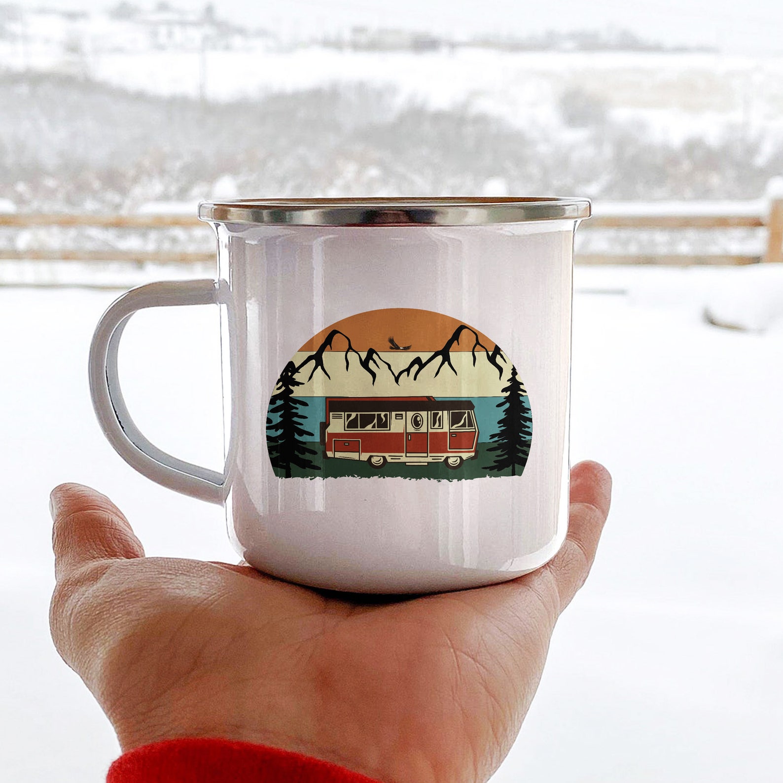 RV Campfire Mug, Camper Enamel Mug, Camping Gift for Women Men, Rving ...