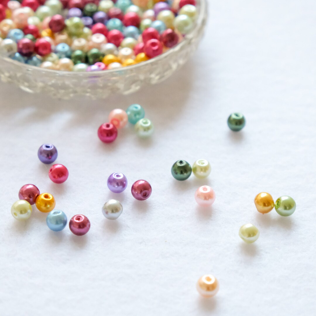 6mm Carnival Mix Glass Pearl Bead | Round Glass Pearl Bead | Mix Colour ...