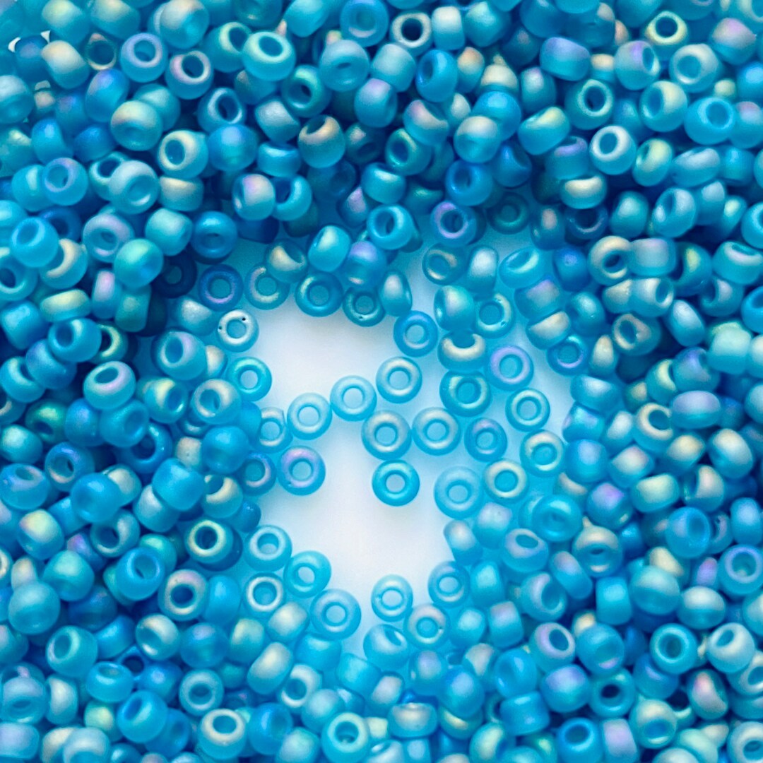 11/0 Frosted Cyan Blue AB Seed Bead | Blue Seed Bead | Frosted Seed ...