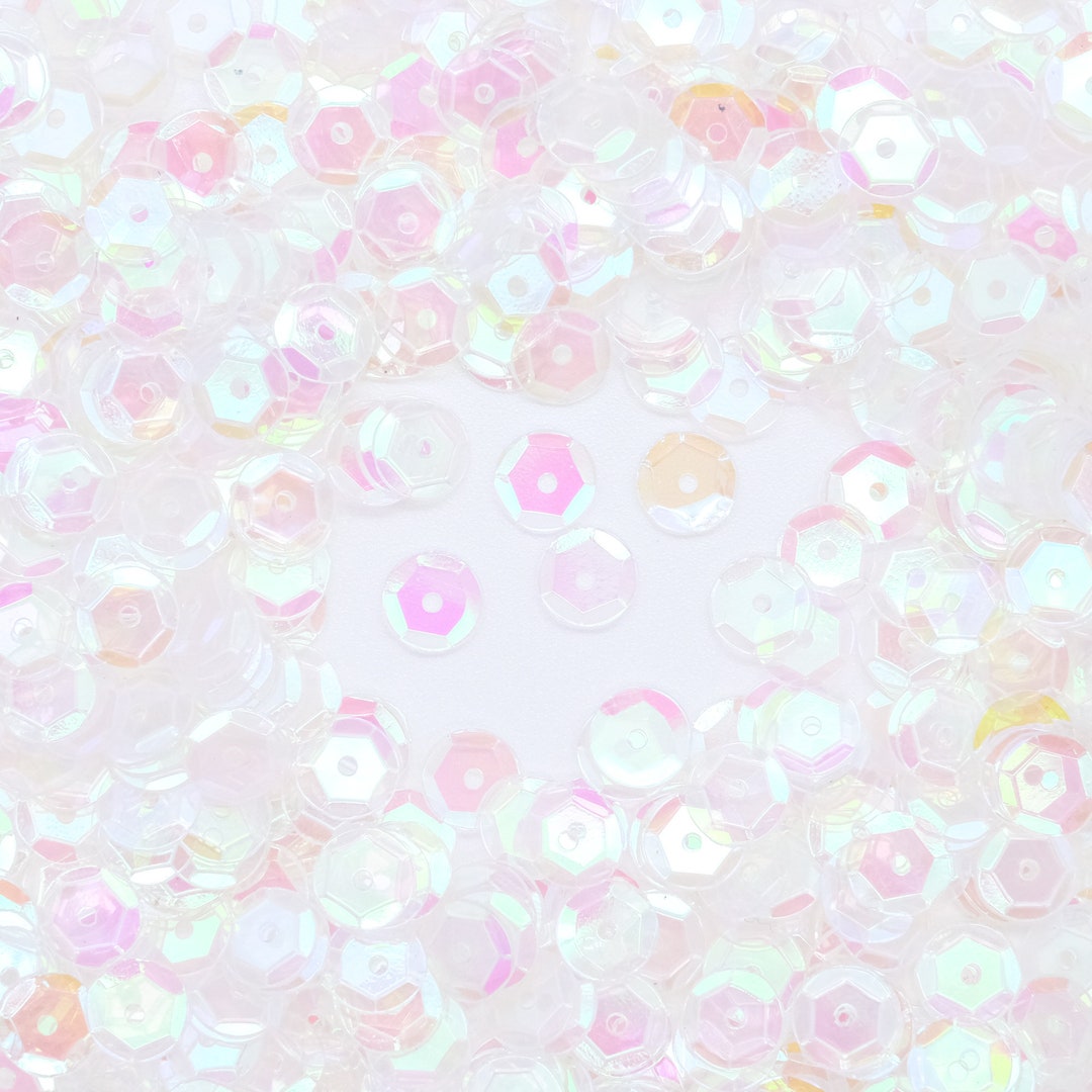 6mm Cup Sequins Crystal Clear AB Rainbow Aurora Transparent Sequin ...