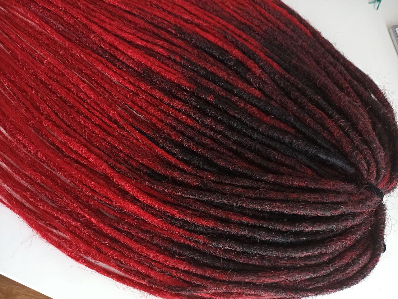 DE Dreadlocks Super Soft or SE Dreads, Ombre Black Red Synthetic ...
