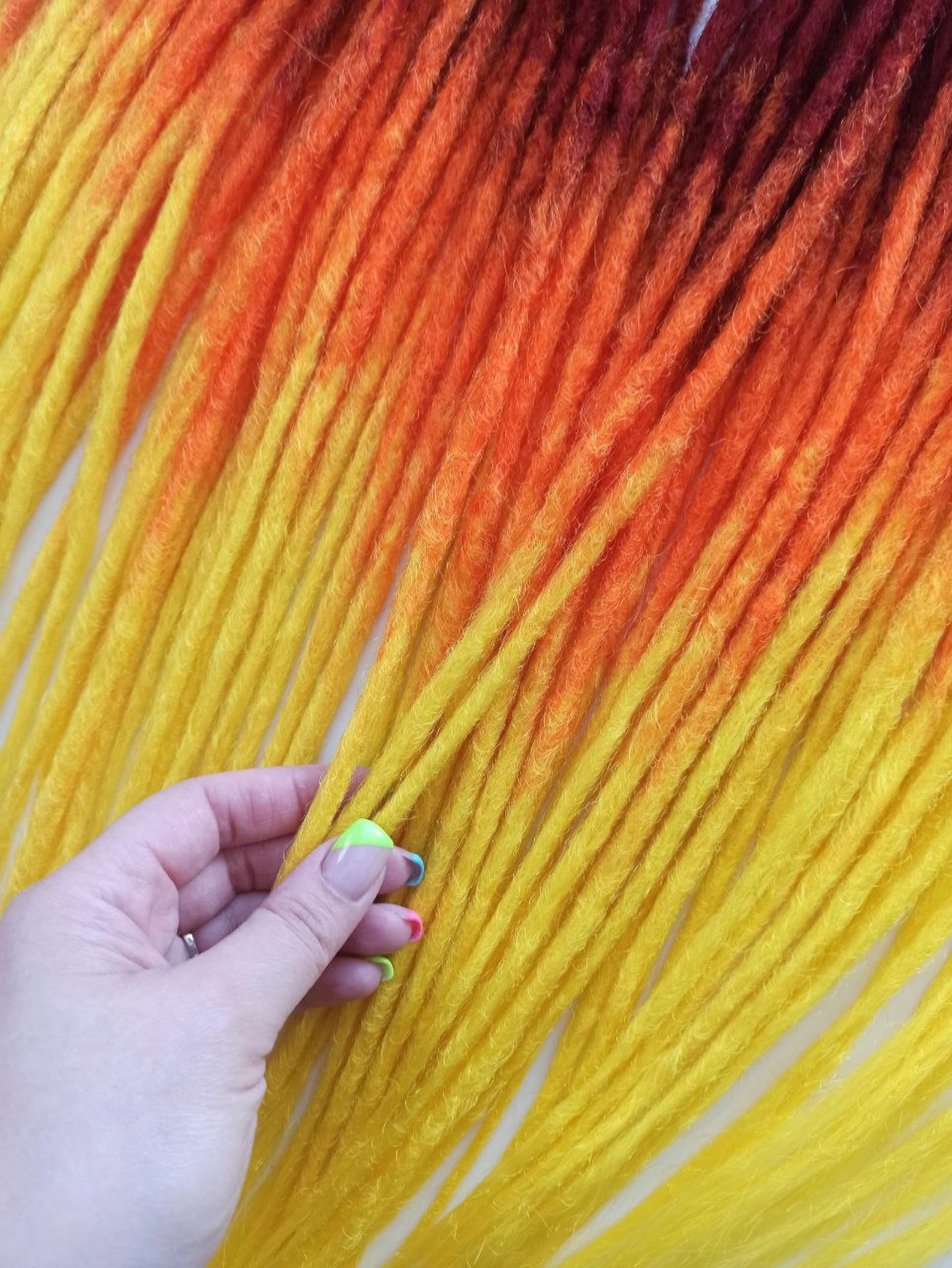 DE Dreads Crochet or SE Dreadlocks, Hand-made Ombre Dark Red Orange ...