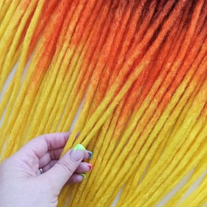 DE Dreads Crochet or SE Dreadlocks, Hand-made Ombre Dark Red Orange ...