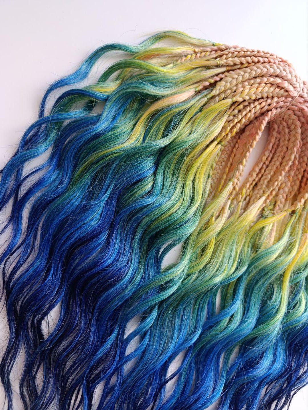 DE Braids Curly (double Ended Braids) Color Ombre Rainbow Unicorn ...