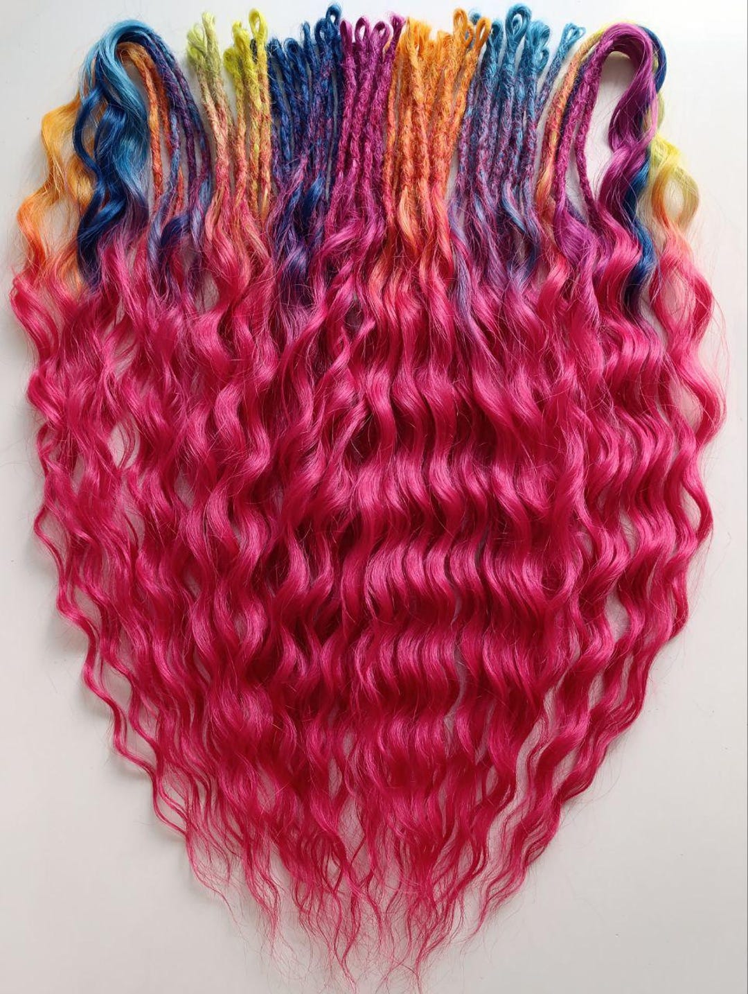 Rainbow Ombre Crochet Curly Dreads: Unicorn Barbie Hair Extensions - Etsy