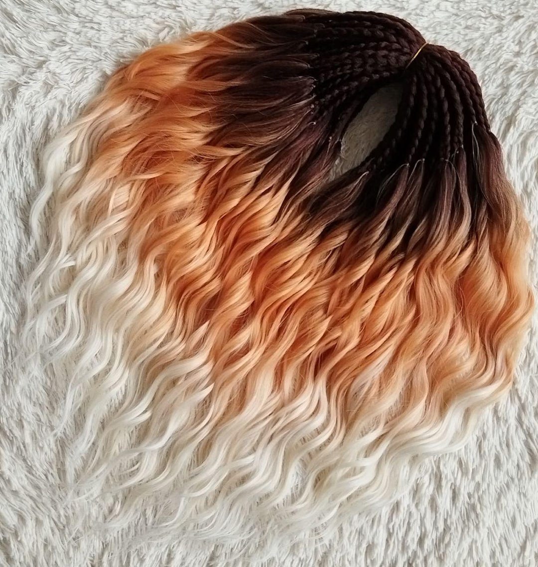 DE Braids Curly Anna Ombre Brown and Fox Ginger Bronze and White ...