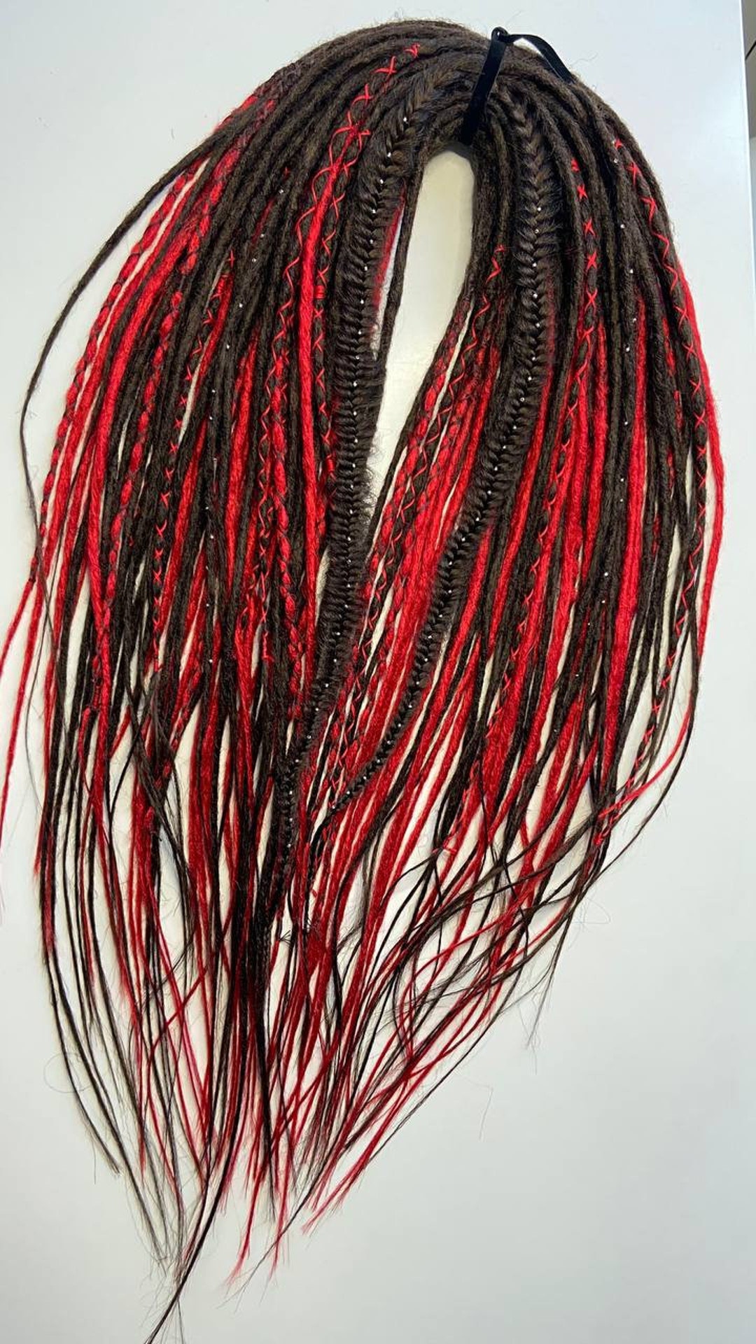 Boho Crochet Dreadlocks: Dark Brown & Red Ombre Texture Braids - Etsy