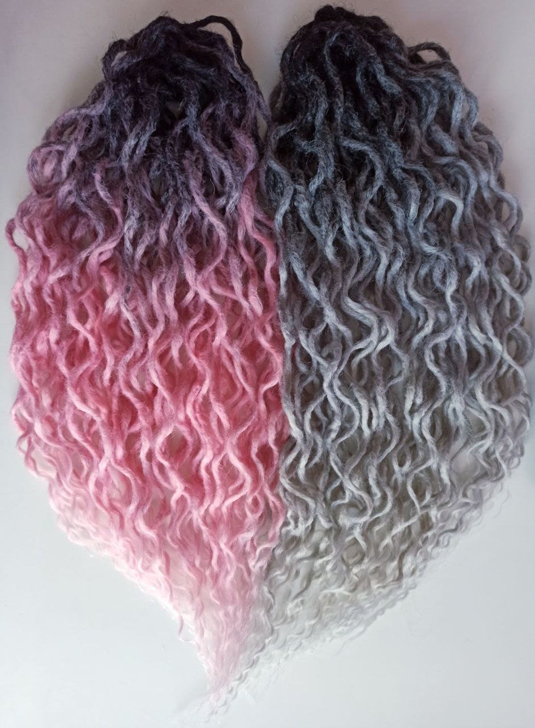 DE Curly Crochet Dreads \ Double Ended Dreadlocks Split Color Ombre ...