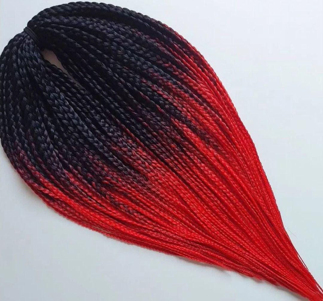 DE Braids Ombre Black and Red/ Boho Double Ended Braids - Etsy