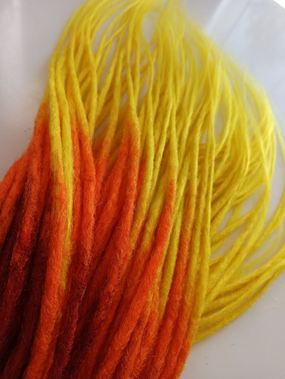 DE Dreads Crochet or SE Dreadlocks, Hand-made Ombre Dark Red Orange ...