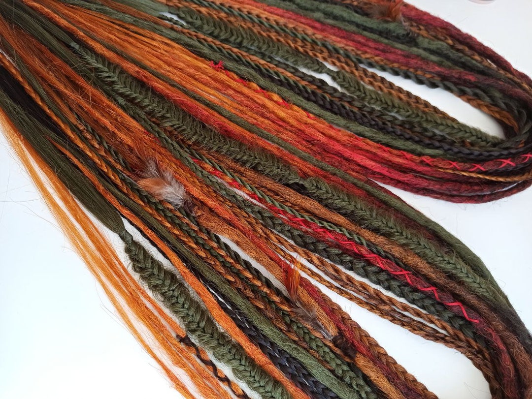 Boho Crochet Dreadlocks: Autumn Copper, Ginger, Red, Green Hair ...