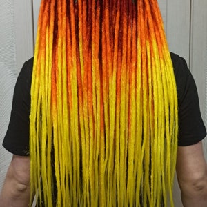 DE Dreads Crochet or SE Dreadlocks, Hand-made Ombre Dark Red Orange ...